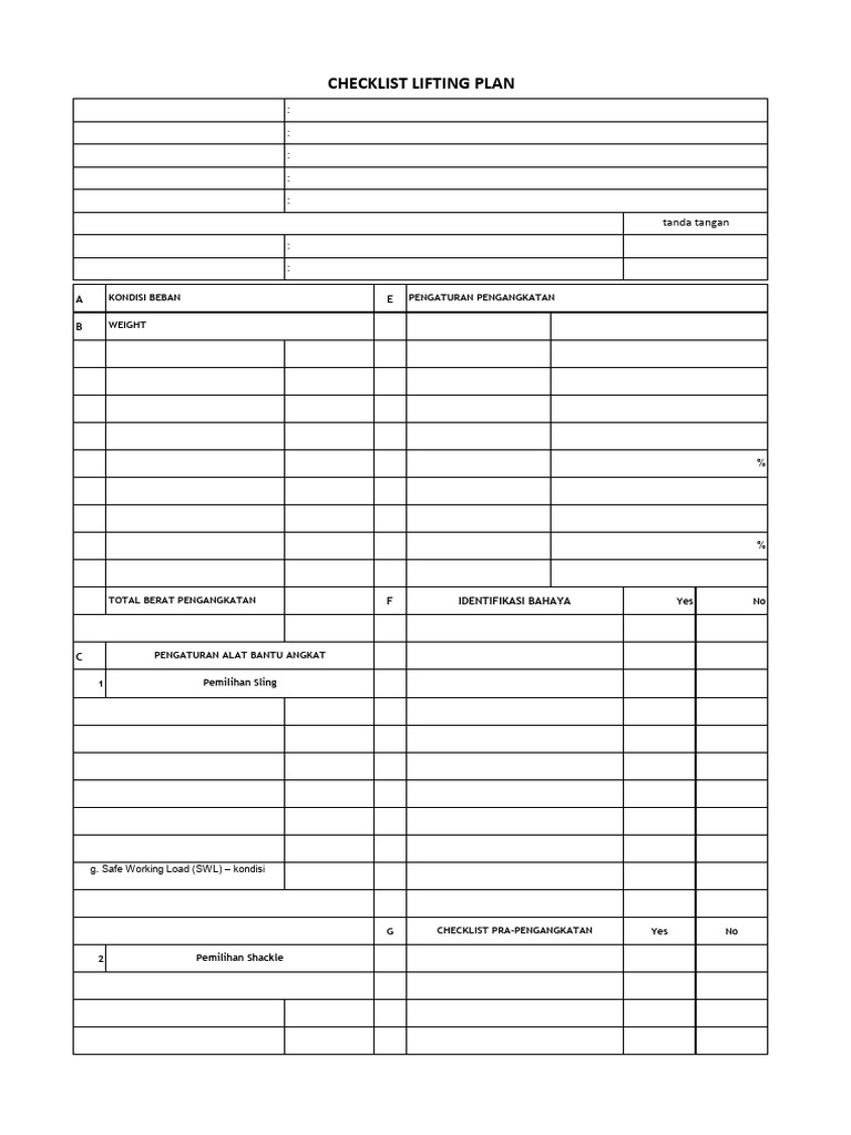 Checklist Rencana Pengangkatan Crane | PDF