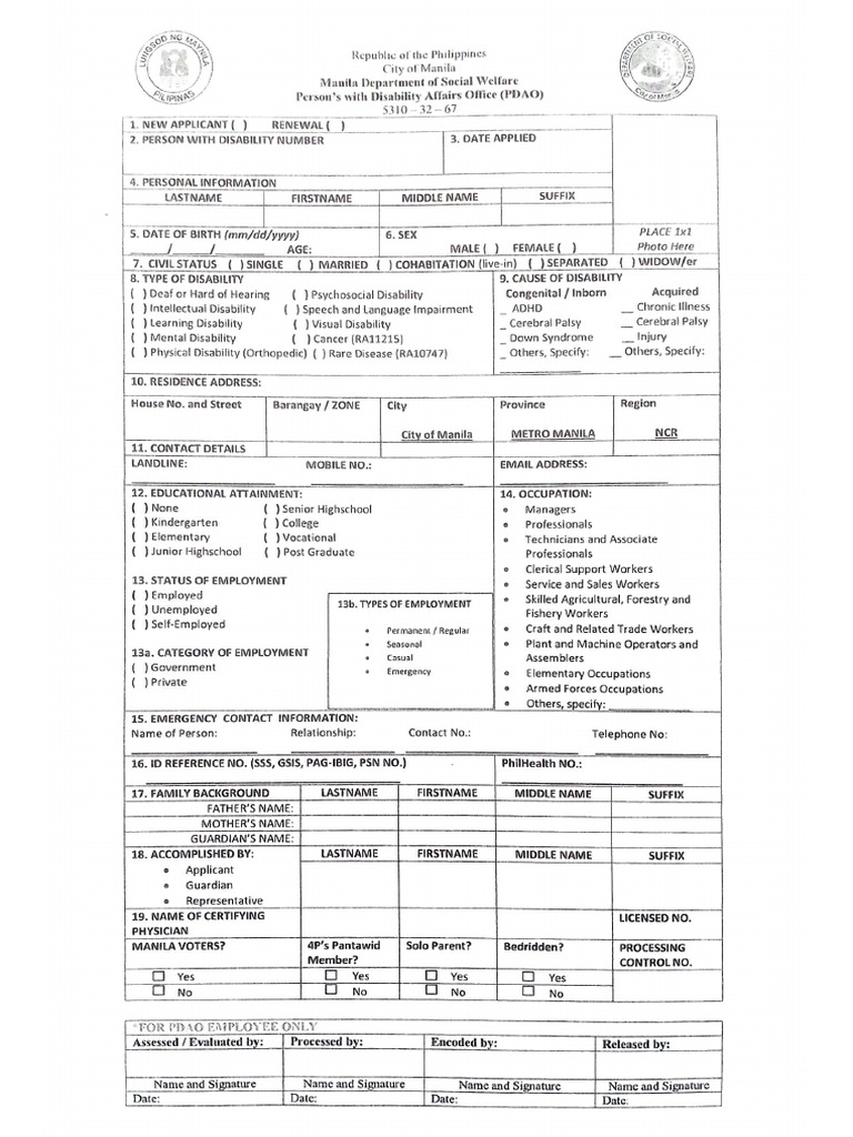 PWD Form | PDF
