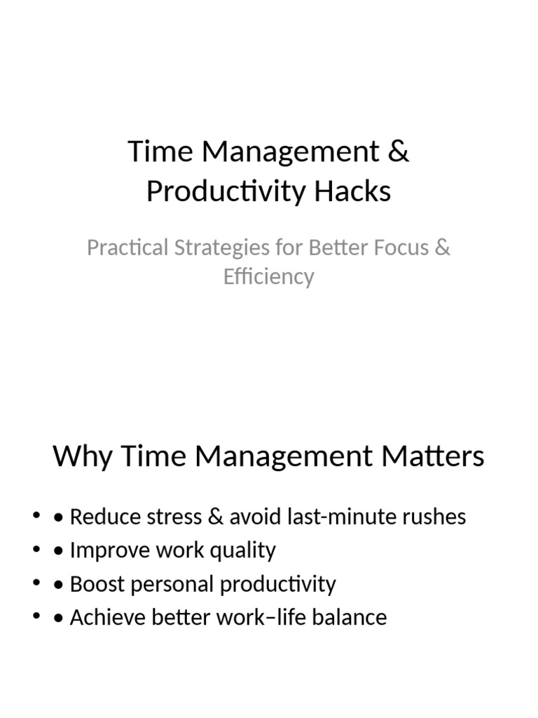 Time Management Productivity Hacks | PDF
