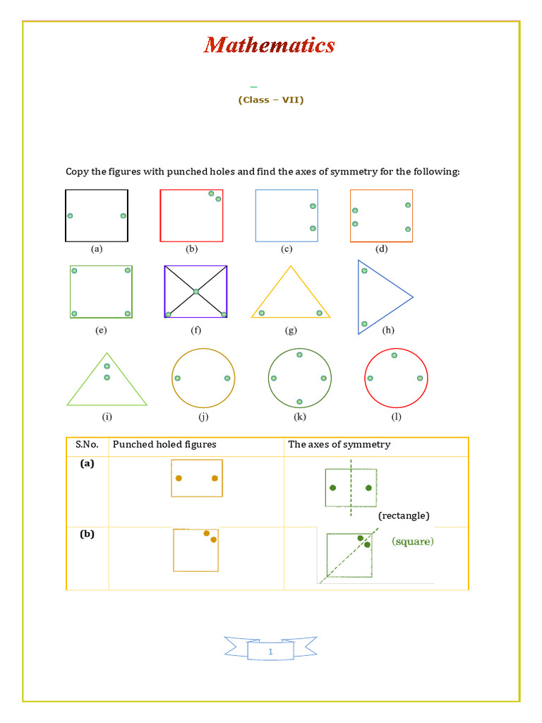 Symmetry Concepts for Class VII Students | PDF | Shape | Rectangle