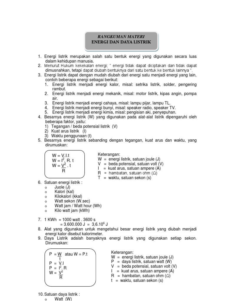 Energi Dan Daya Listrik | PDF