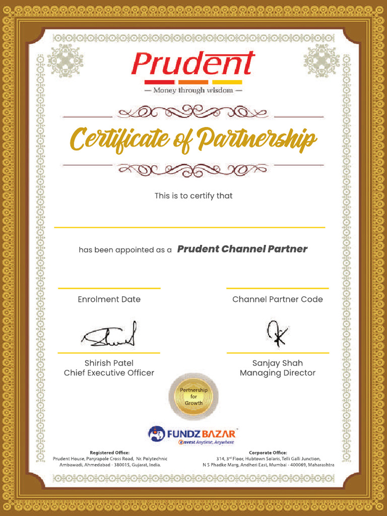 Certificate of PartnerShip | PDF