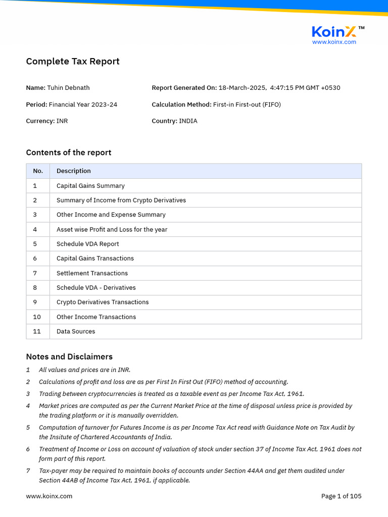 2023-24 Crypto Tax Report for India | PDF | Capital Gains Tax | Taxes