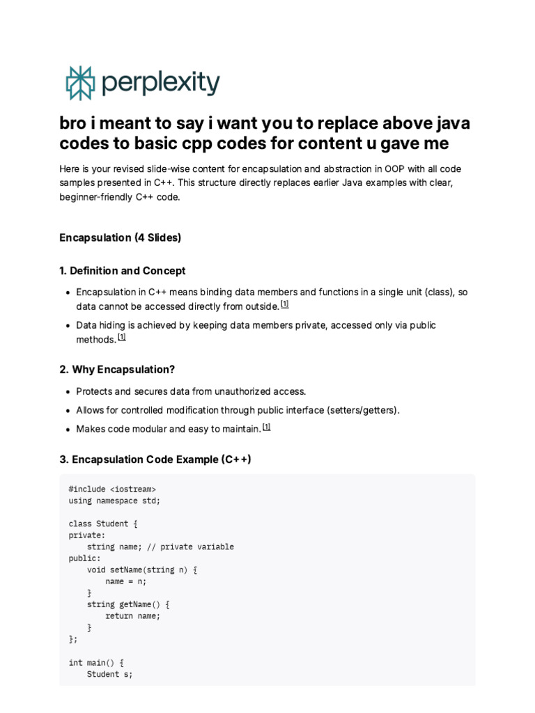 Encapsulation, Abstraction | PDF | C++ | Class (Computer Programming)