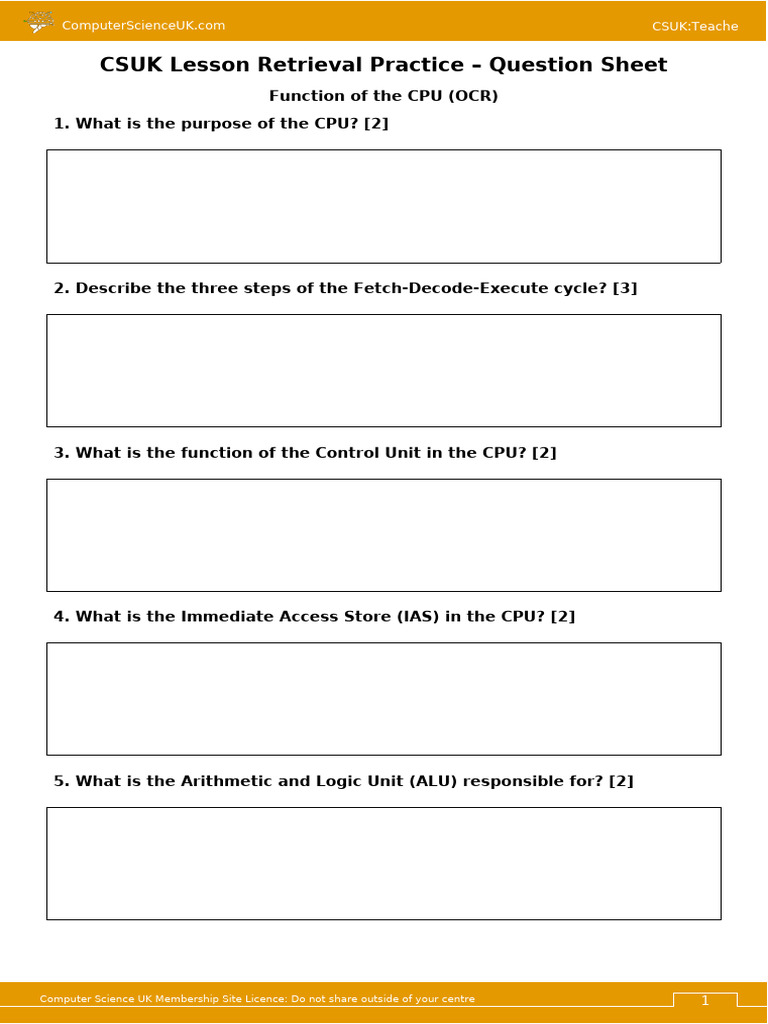 CPU Function and Fetch-Decode-Execute Guide | PDF
