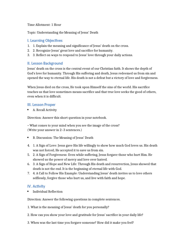 Meaning of Jesus' Death Explained | PDF | Forgiveness | Jesus