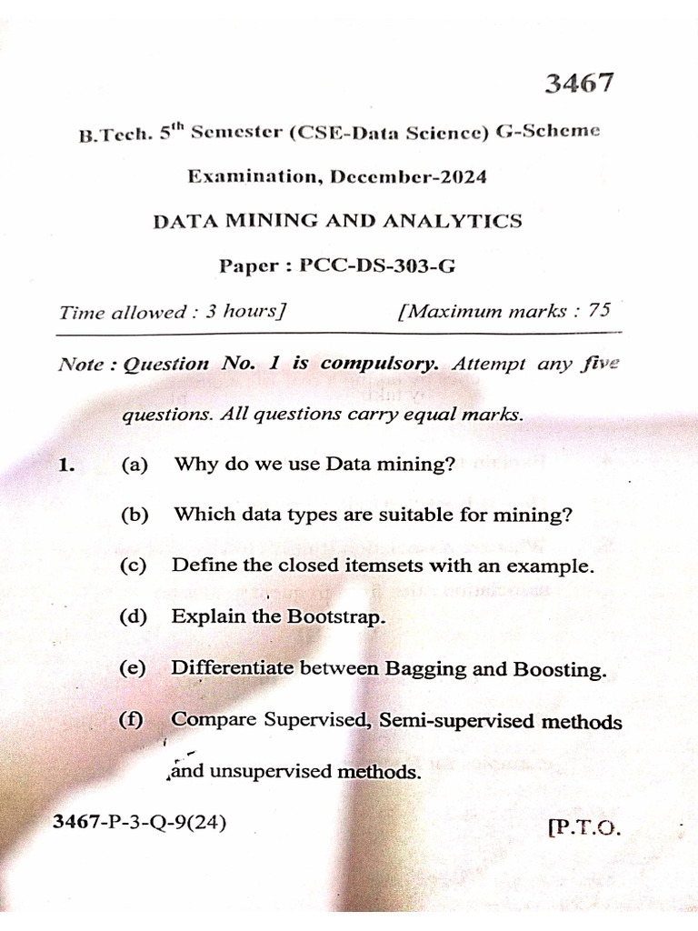 DMA PYQ DMA Pyq Merged | PDF | Cluster Analysis | Data Mining