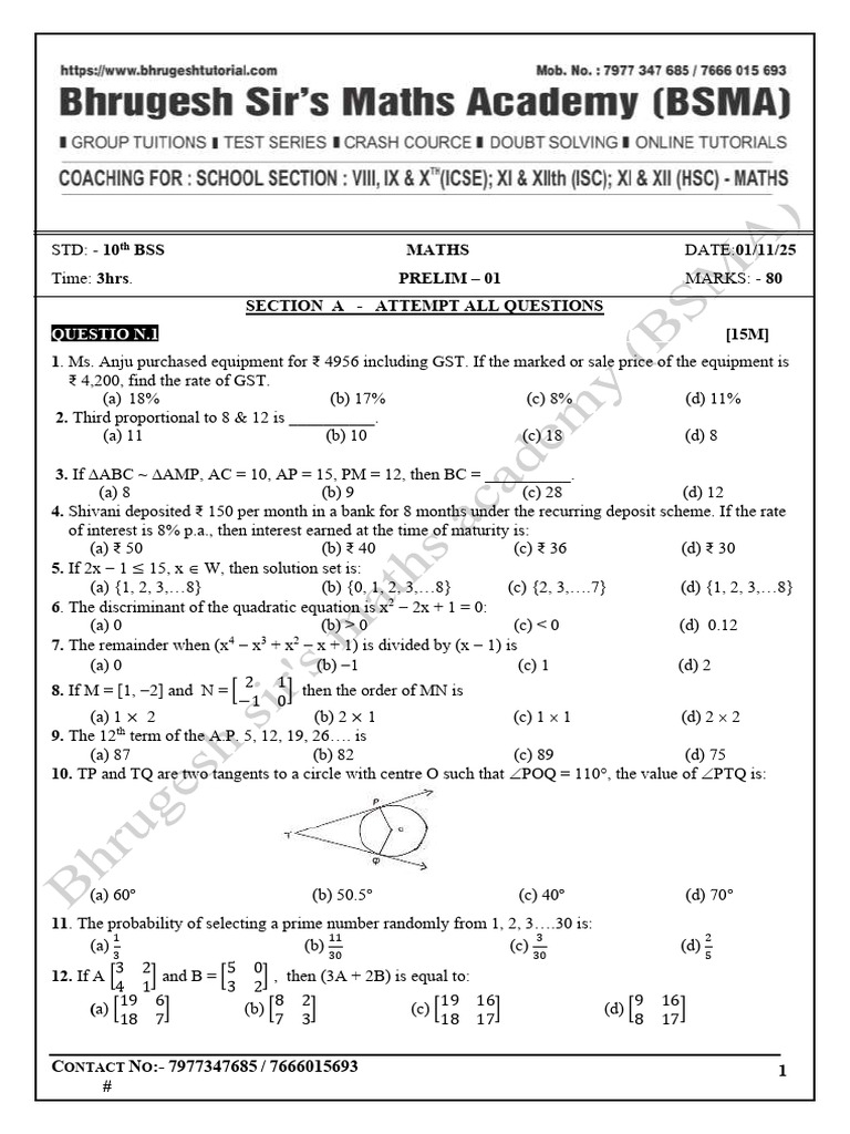 10TH BSS Full Portion Paper - 01 | PDF | Chess Theory | Chess