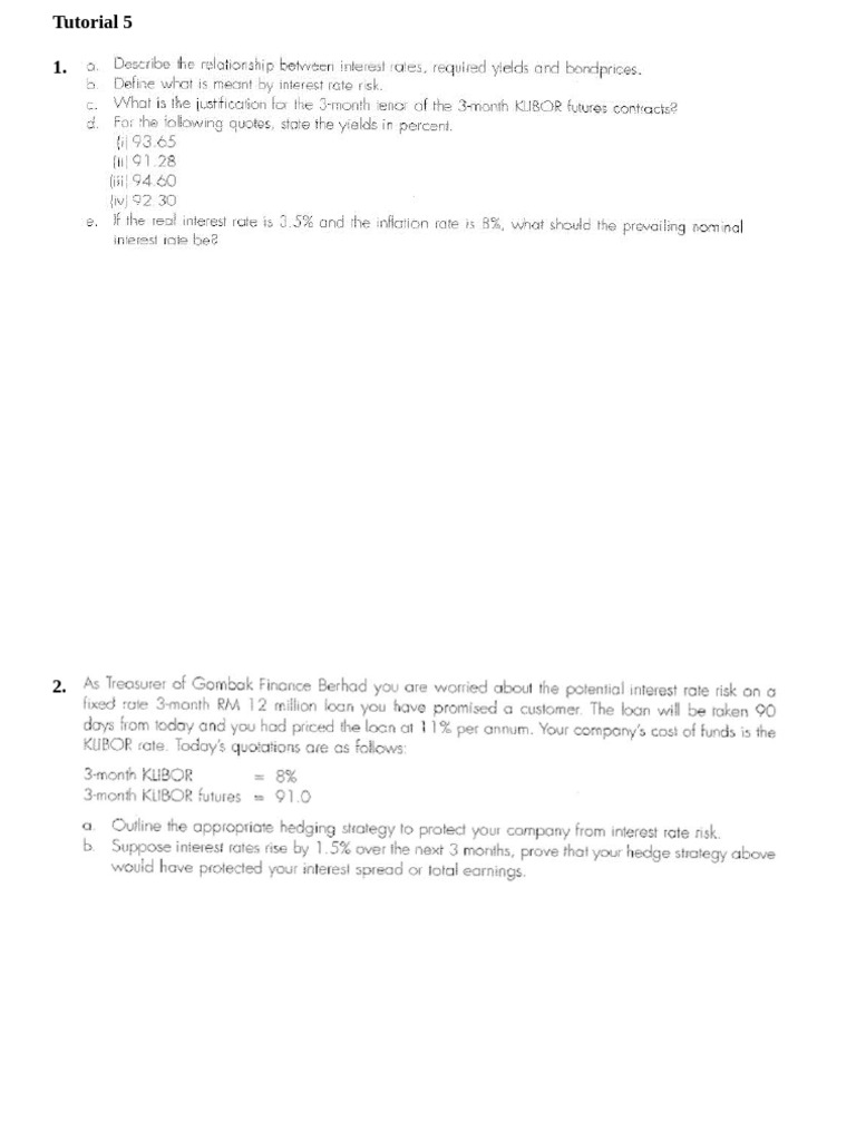 BBF3124 Tutorial 5 | PDF