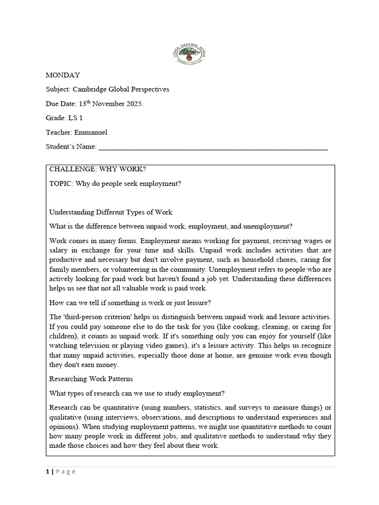 Ls1 Gp Assignment | PDF | Employment | Unemployment