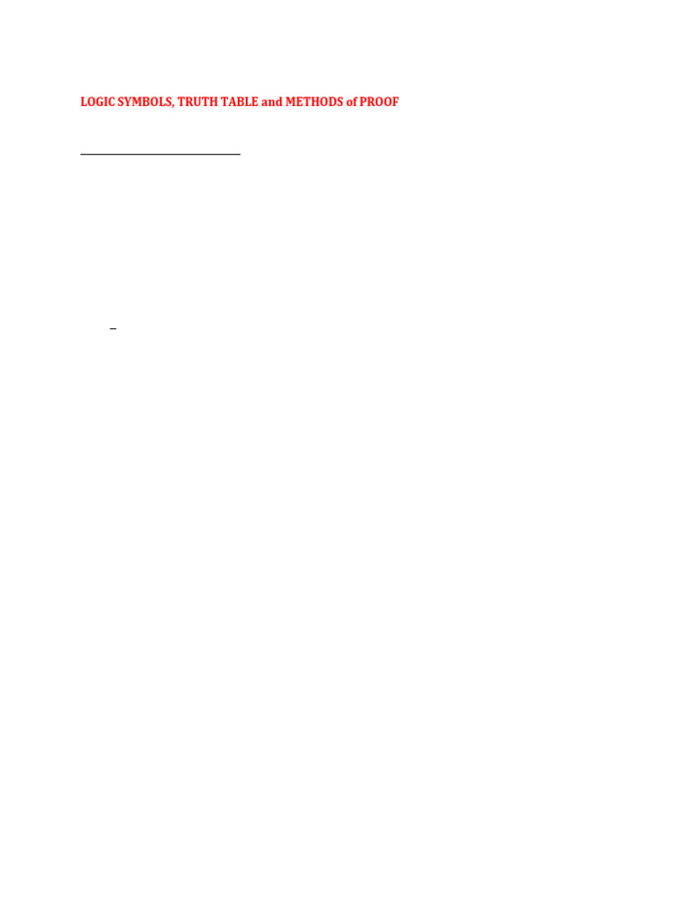 Truth Tables and Logic Symbols | PDF | Mathematical Proof | Truth