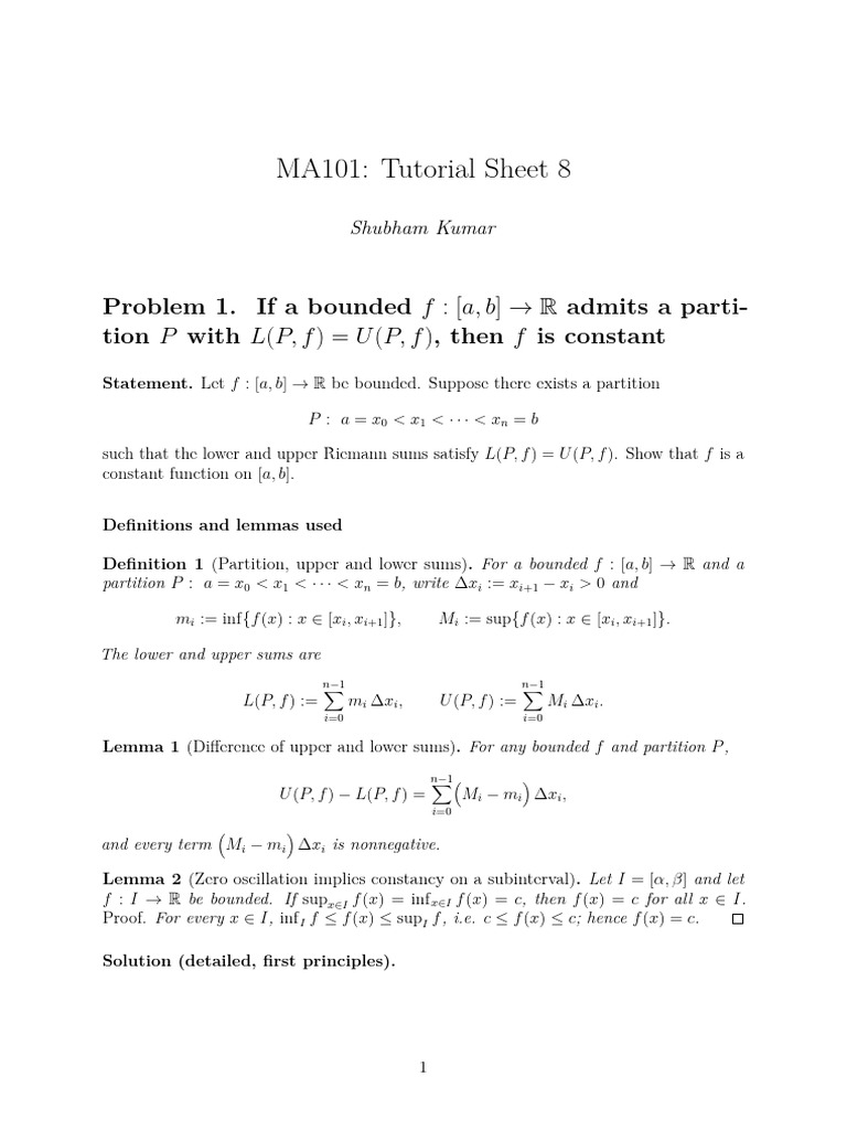 Tut8_ED | PDF | Integral | Mathematical Analysis