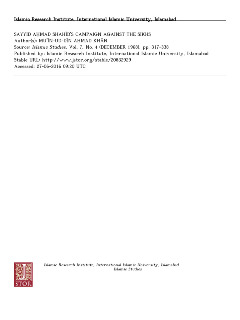 5. Syed Ahmad Barelvi's Jihad Movement | PDF | Jihad