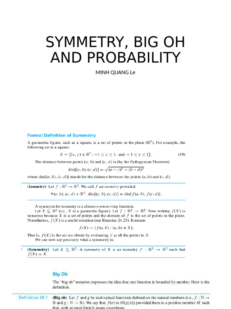 Symmetry, Big Oh and Probability | PDF