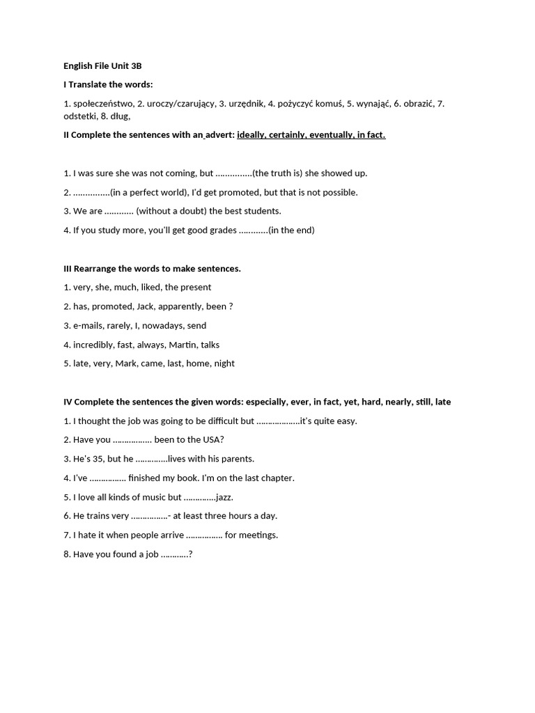 English File Unit 3B Exercises | PDF