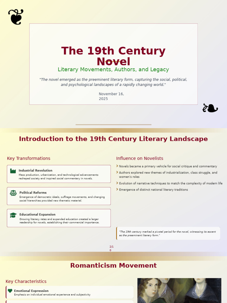 19th Century Novel: Movements & Impact | PDF | Gothic Fiction | Novels