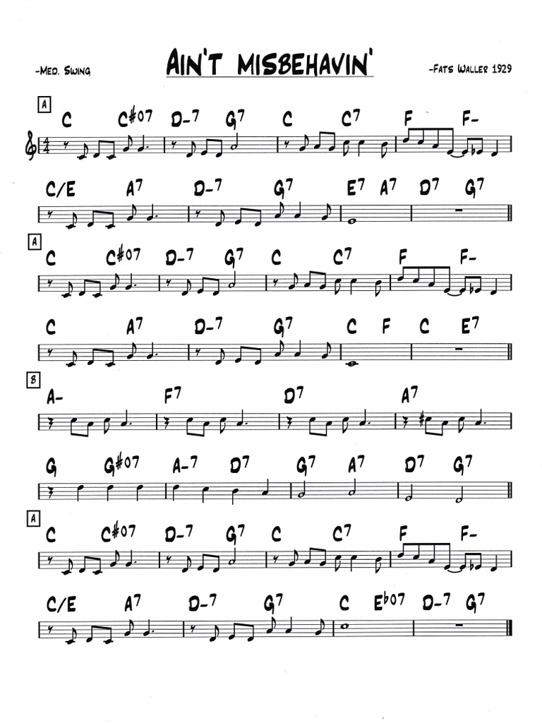 Ain't Misbehavin' Lead Sheet | PDF