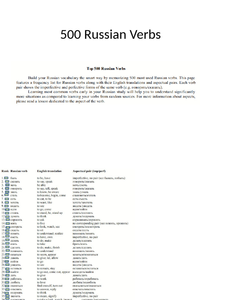 500 Russian Verbs | PDF