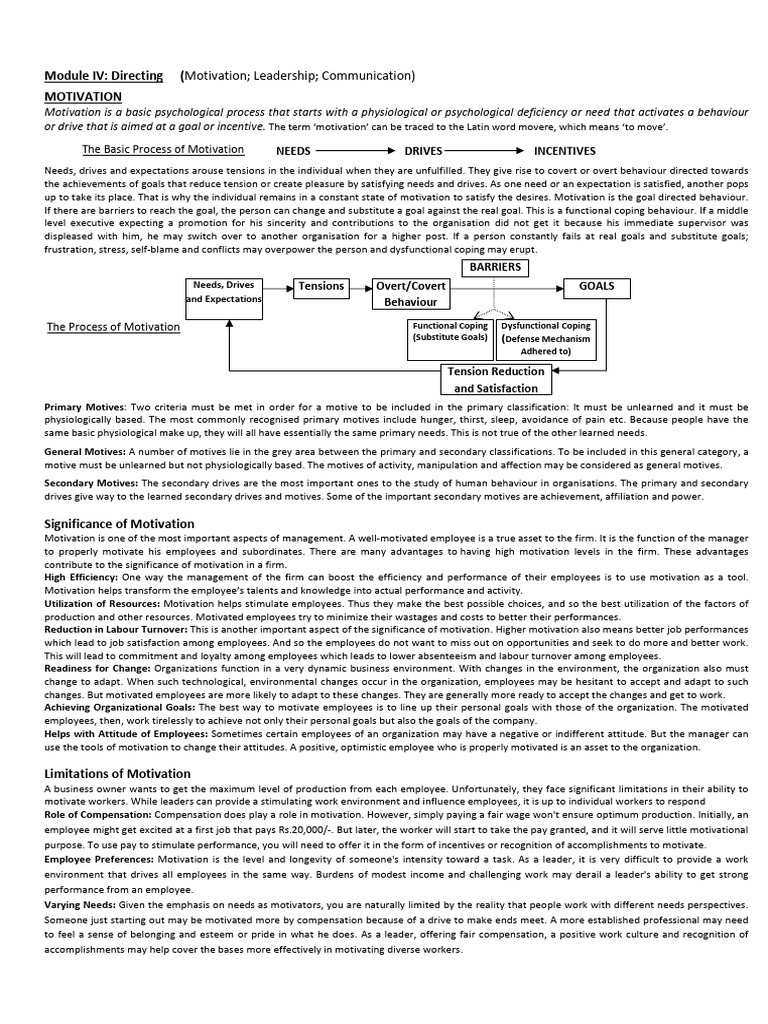 Understanding Motivation in Leadership | PDF | Communication | Incentive