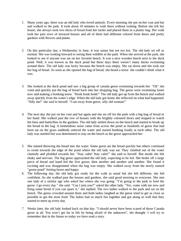 b1b2 Old Lady and The Goose Story | PDF