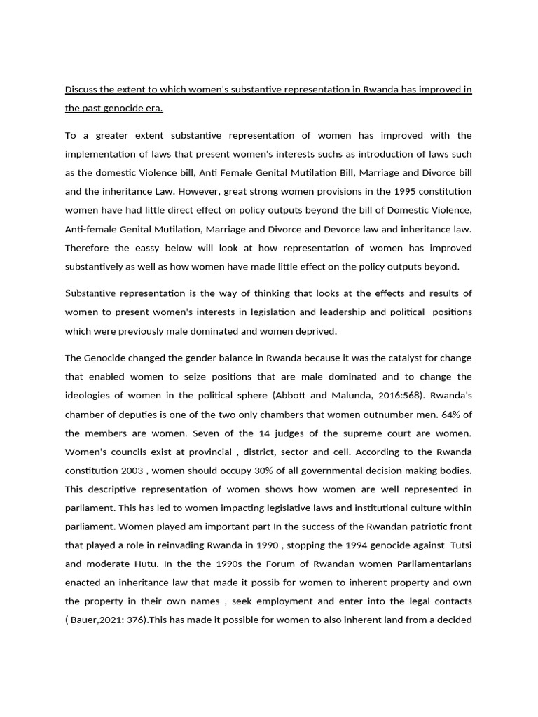 Politics Tut 4 Final | PDF | Woman | Rwanda