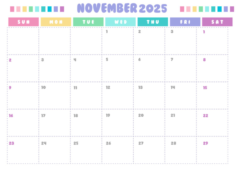 Colorful Rainbow October 2025 Calendar Letter Document | PDF