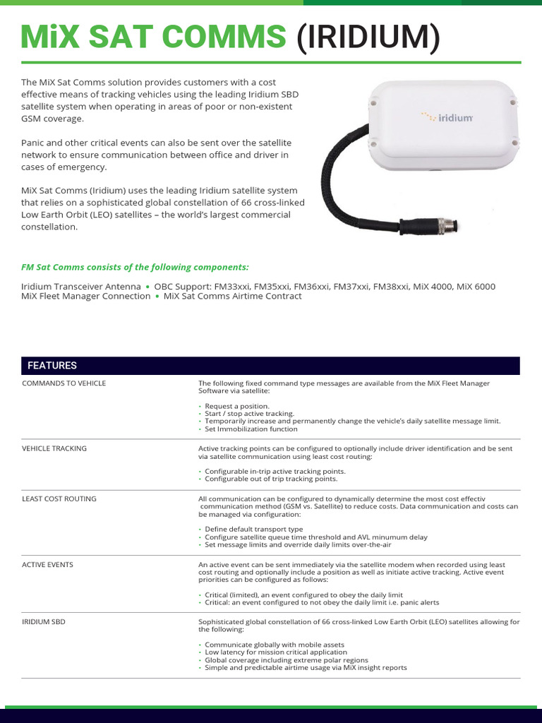 FM Satellite Comms Iridium Product Fact Sheet v2.2 Jan24 | PDF ...