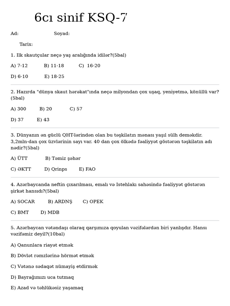 6cı Sinif KSQ-7 - 20250505 - 173304 - 0000 | PDF