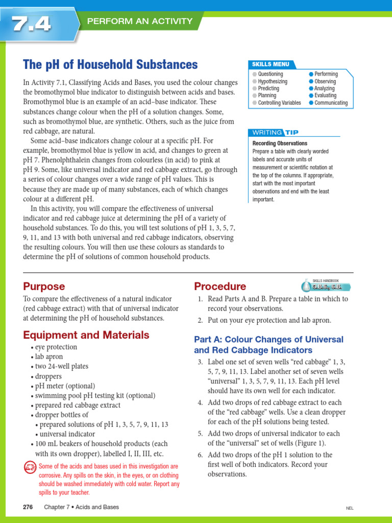 Comparing pH Indicators in Household Tests | PDF | Ph | Chemistry