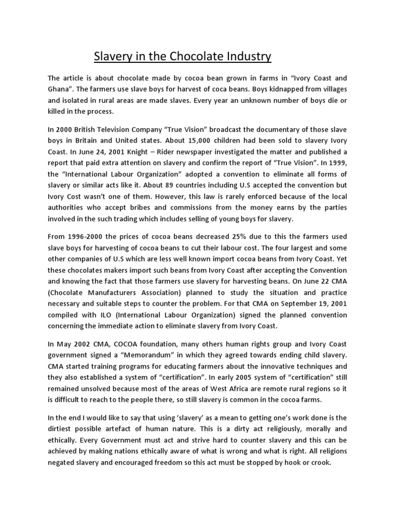 Cocoa Bean Slavery in West Africa | PDF | Cocoa Bean | Slavery