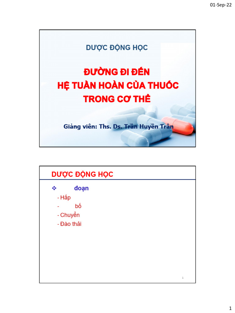 Chuong 1-Bai 2-Duong Di Den He Tuan Hoan Cua Thuoc Trong Co The | PDF