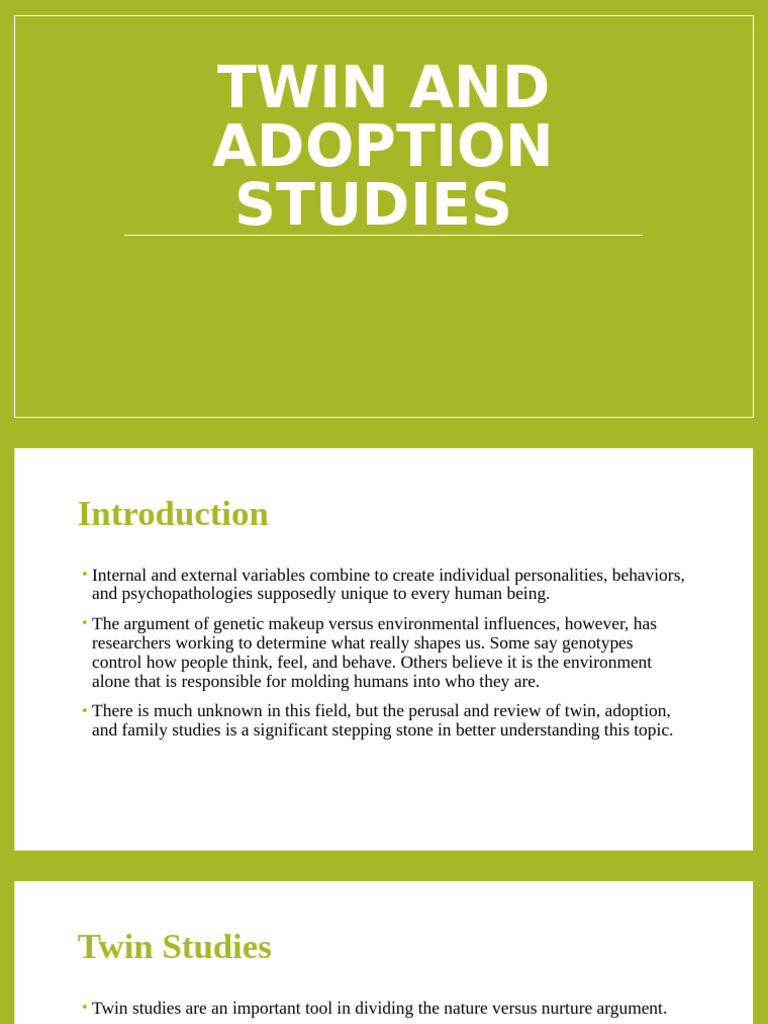 Twin and Adoption Studies Overview | PDF | Twin | Adoption