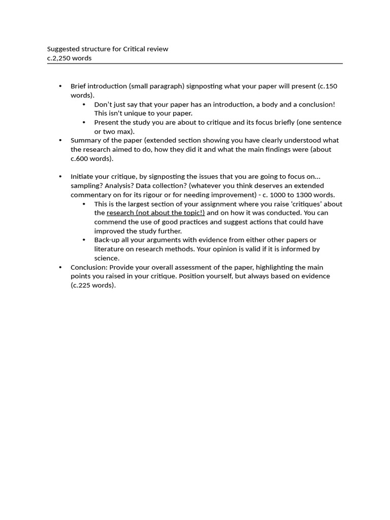 Structure for a Critical Review Paper | PDF