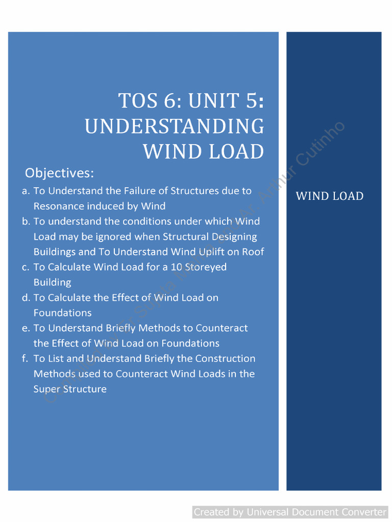 TOS 6 Unit 5 Understanding Wind Load | PDF