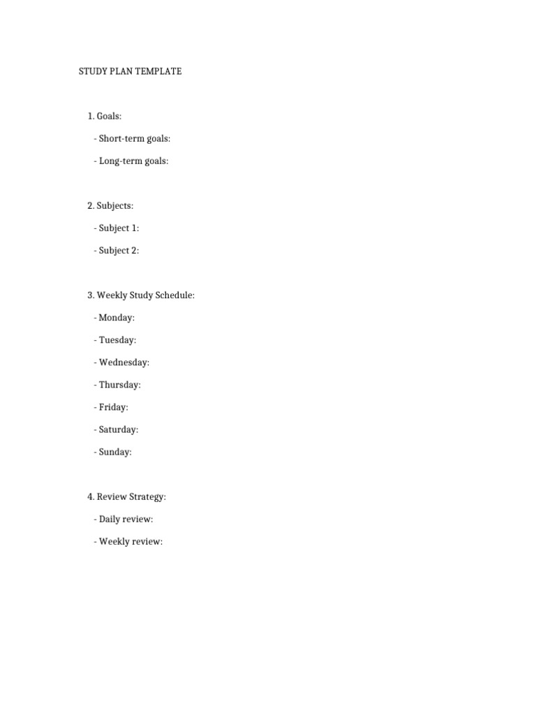 Study Plan Template | PDF