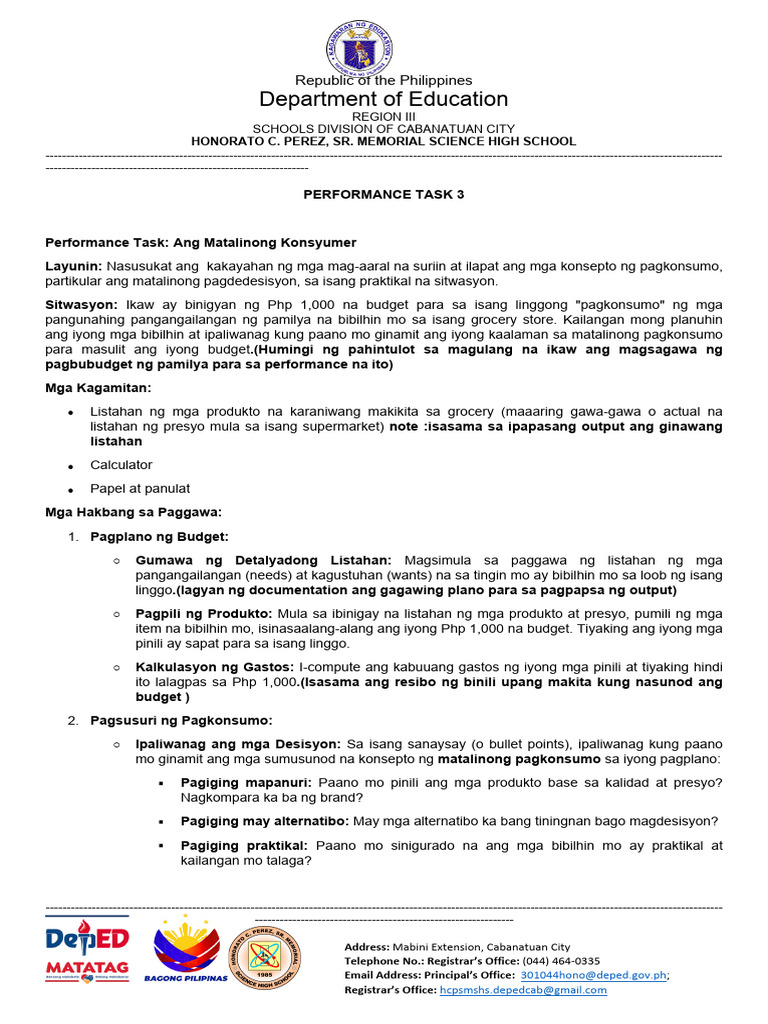 Q1-PERFORMANCE TASK -3 AP9 - | PDF