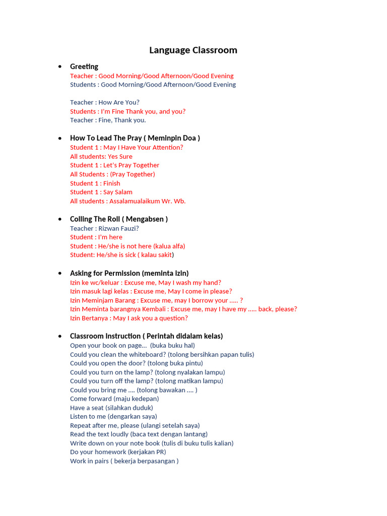 Language Classroom | PDF