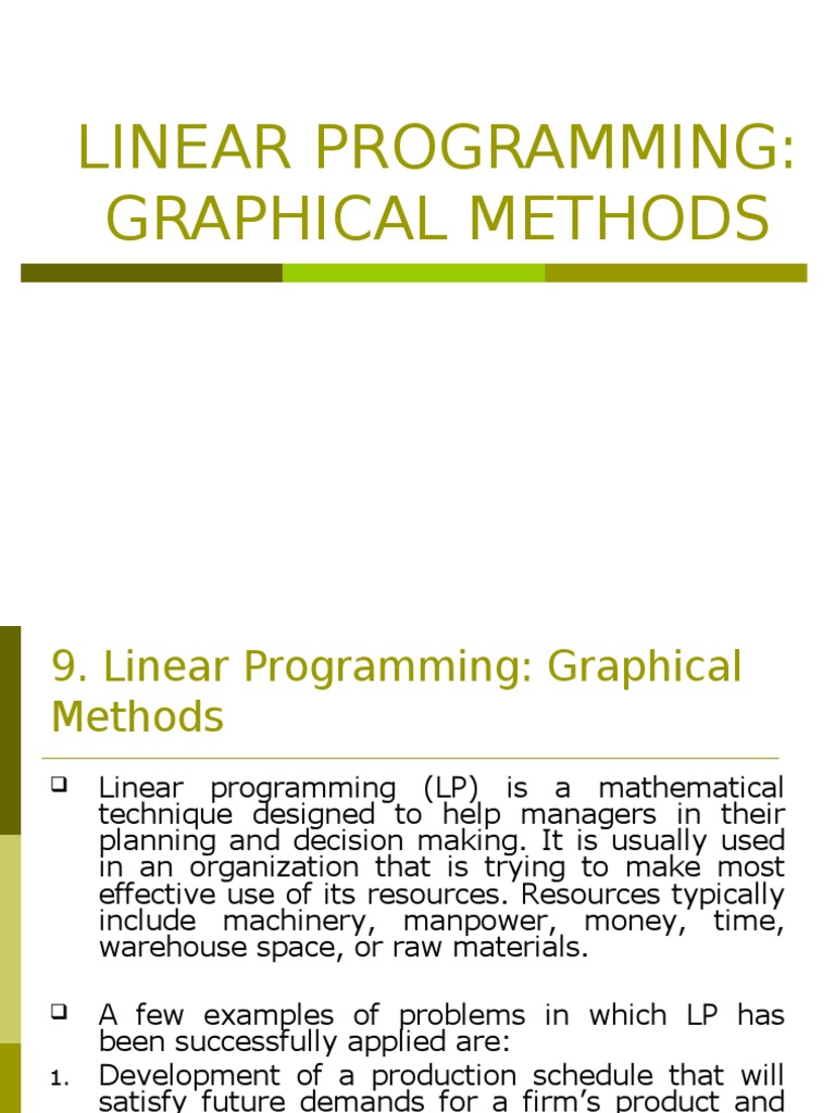 Formulation of a Linear Programming | Mathematical Optimization ...