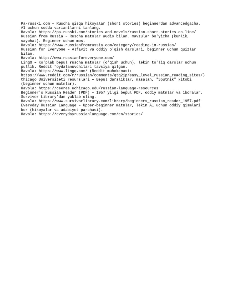 Hikoyalar A1 | PDF