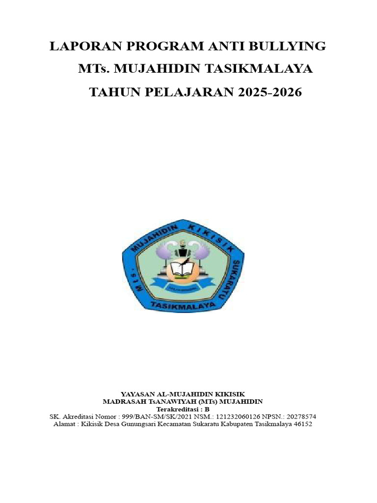 Laporan Program Anti Bullying MTs Mujahidin | PDF