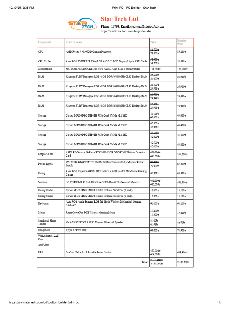 Print PC - PC Builder - Star Tech00 | PDF | Personal Computers ...
