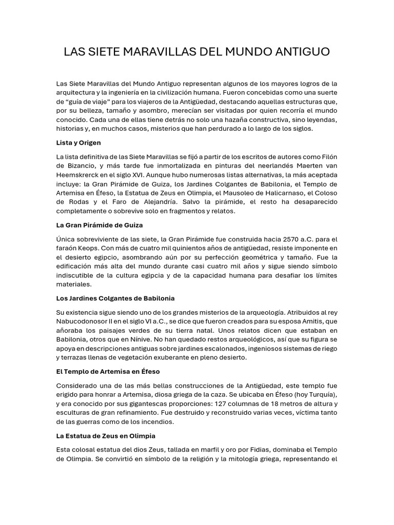 Siete Maravillas del Mundo Antiguo | PDF