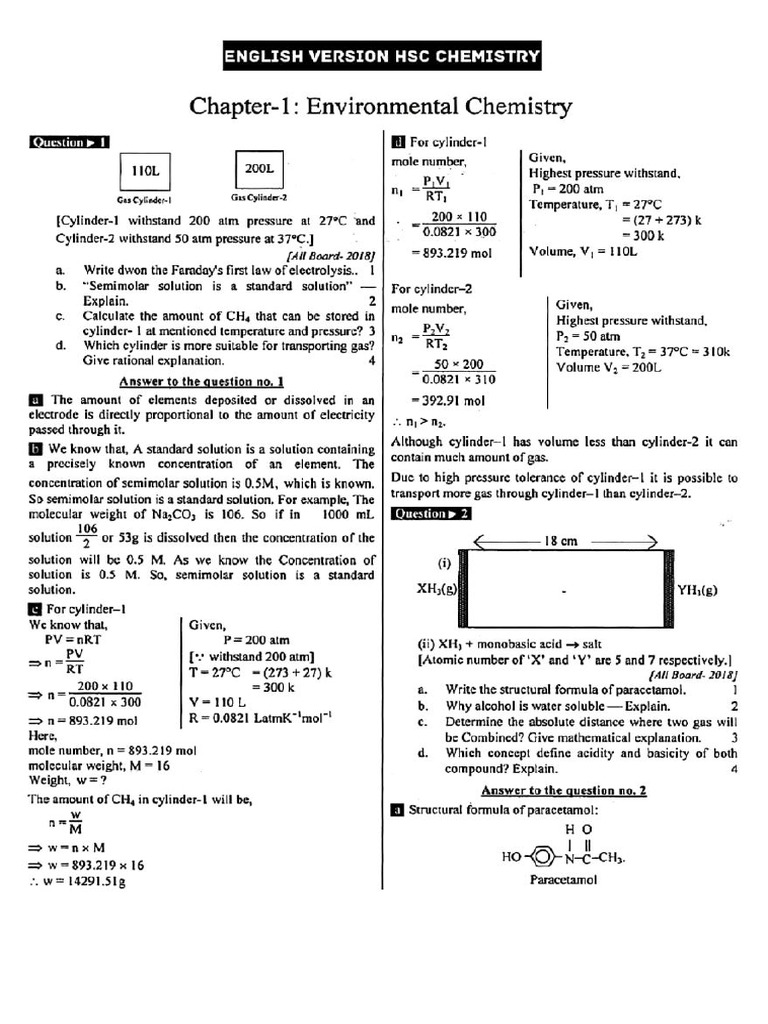 HSC EV Chemistry 2nd Paper CQ | PDF