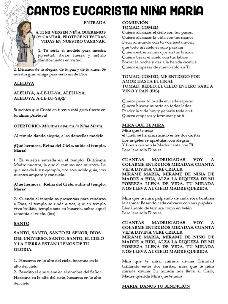 Cantos Eucarísticos a la Virgen María | PDF | María, madre de Jesús ...