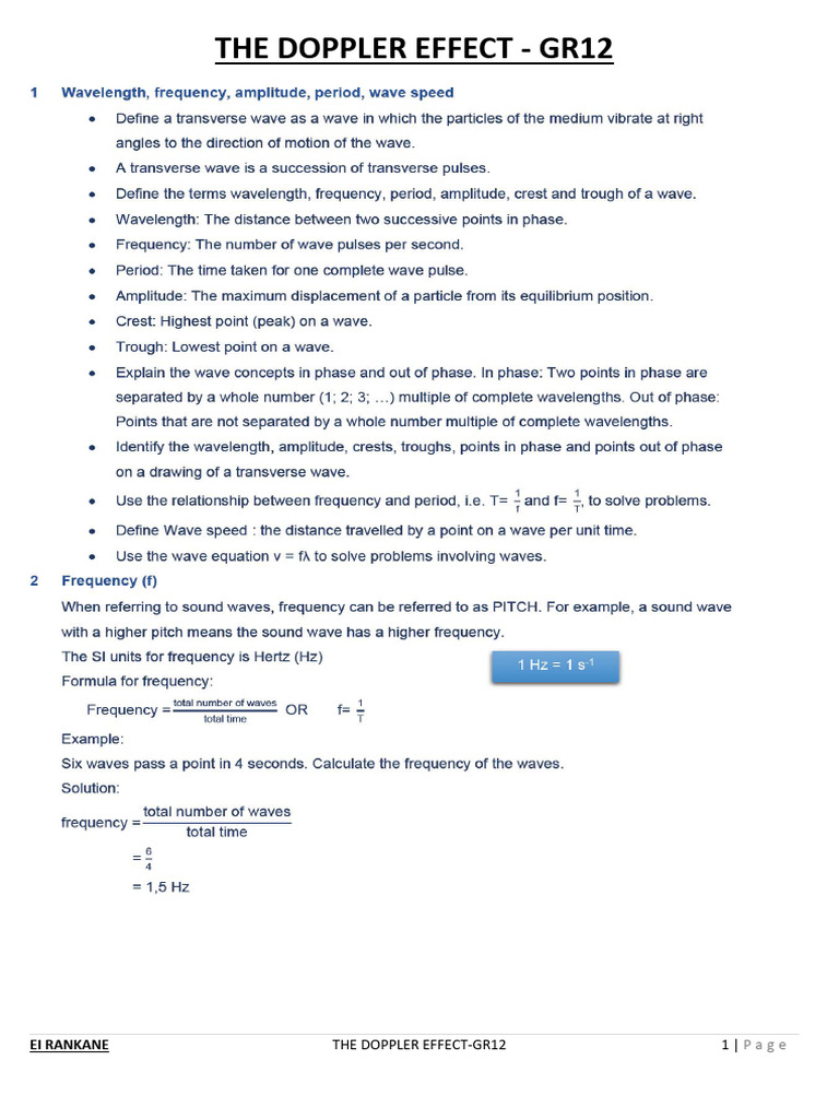 The Doppler Effect LG | PDF | Doppler Effect | Redshift