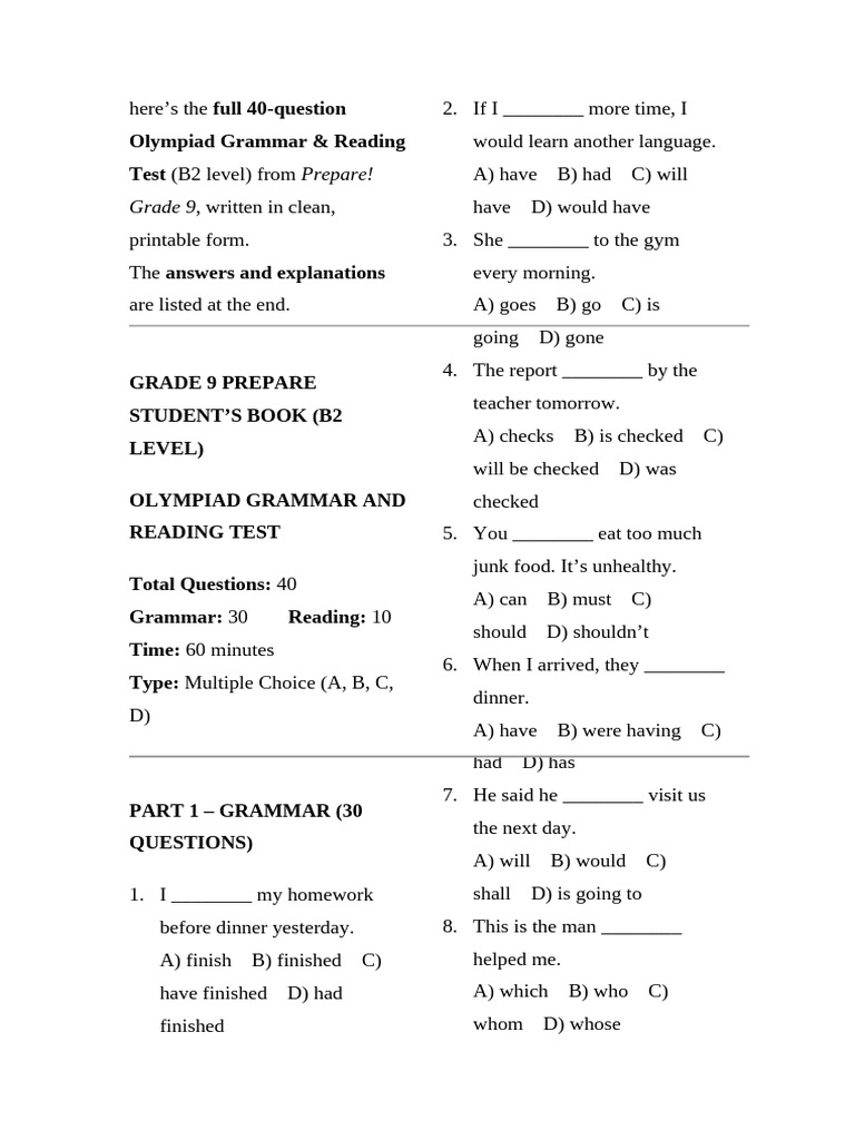 9 Grade Test | PDF | Learning | Communication