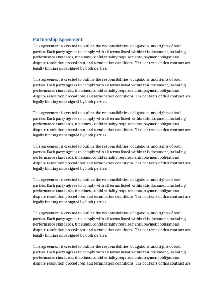 Partnership Agreement Overview | PDF | Confidentiality | Dispute Resolution