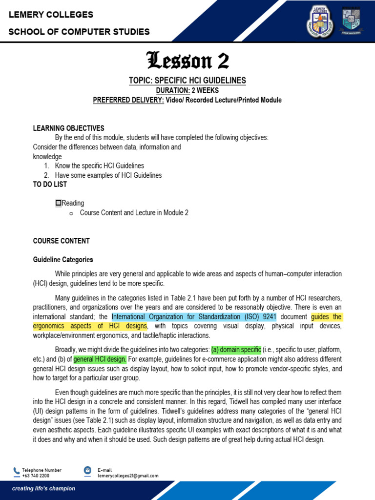 Intro To Human Computer Interaction Lesson - Prelim 3 | PDF | Human–Computer Interaction | Menu ...