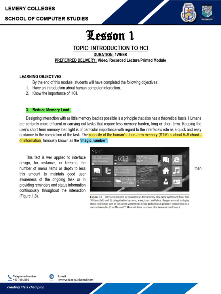 Intro To Human Computer Interaction Lesson - Prelim 2 | PDF | Human ...