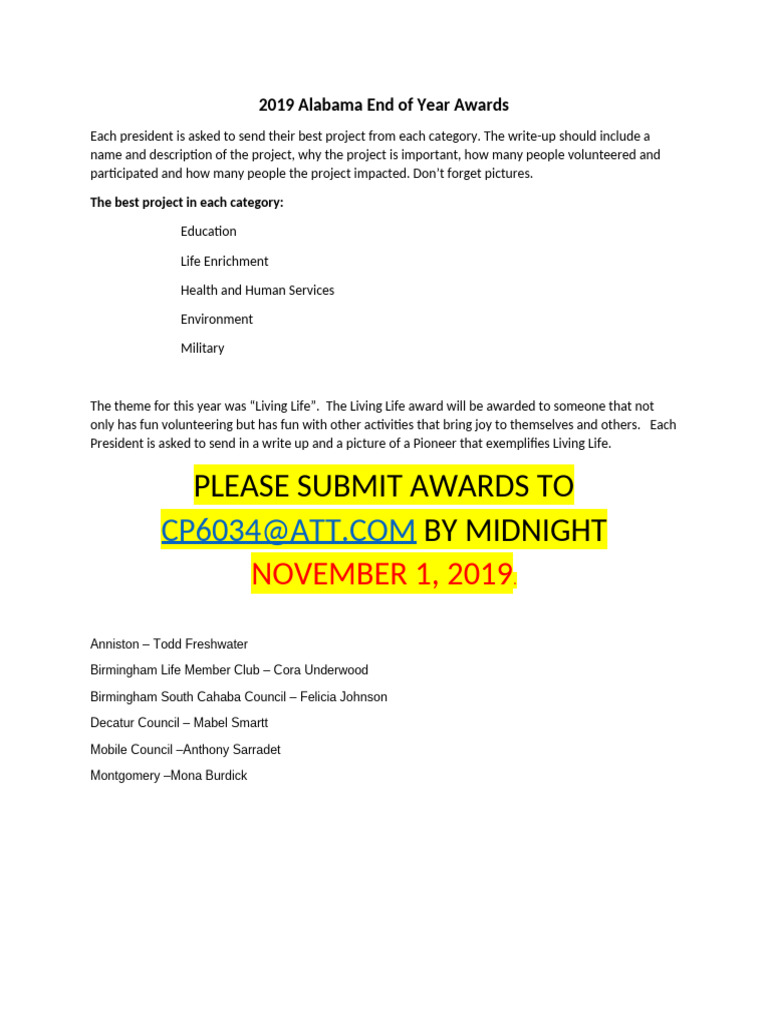 2019 Al Eoy Awards | PDF